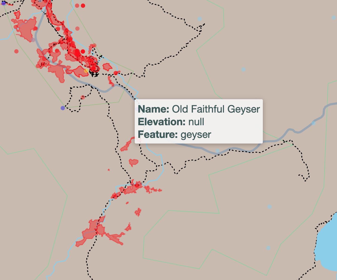 Interactive Map of the Yellowstone National Park